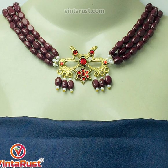 Jewelry | Handmade Beaded Choker Set Tribal Golden Motif Jewelry | Poshmark